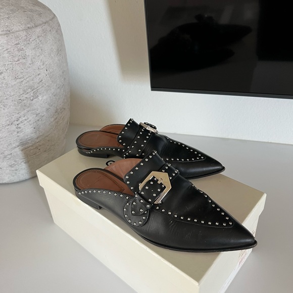 Givenchy | Shoes | Givenchy Black Leather Studded Mules Size 7 | Poshmark